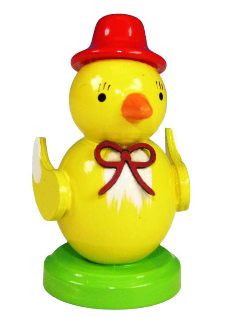 Küken stehend mit rotem Hut